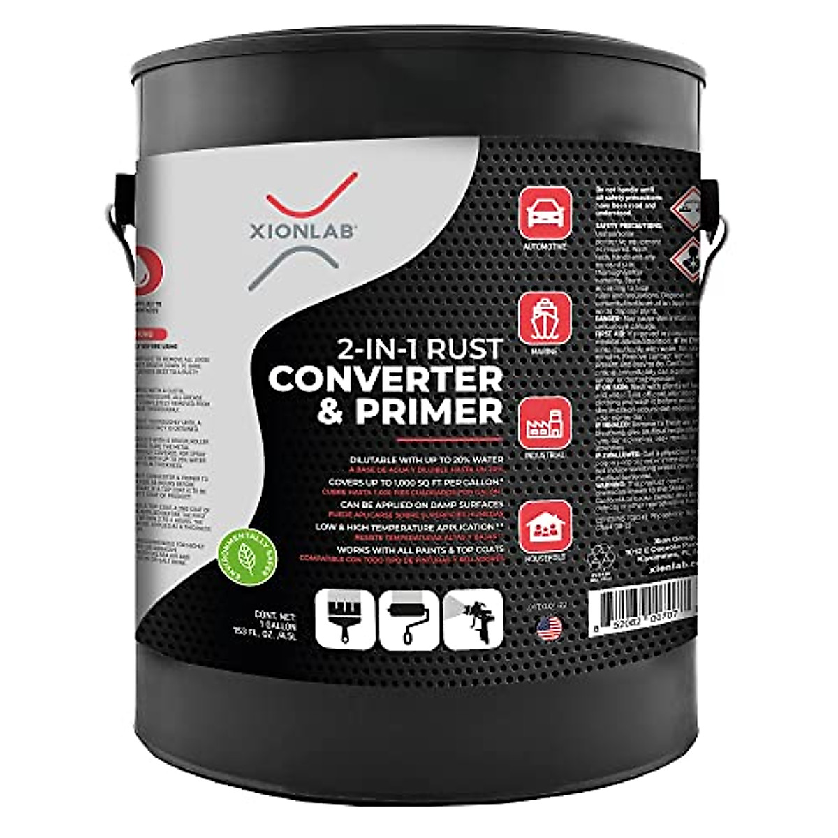 Xion Lab 2-in-1 Rust Converter & Metal Primer - Concentrate Covers Up to 4X More - Industrial Grade Water Based - UV Resistant Rust Reformer & Inhibitor - No Top Coat Needed - Works On Damp Surfaces