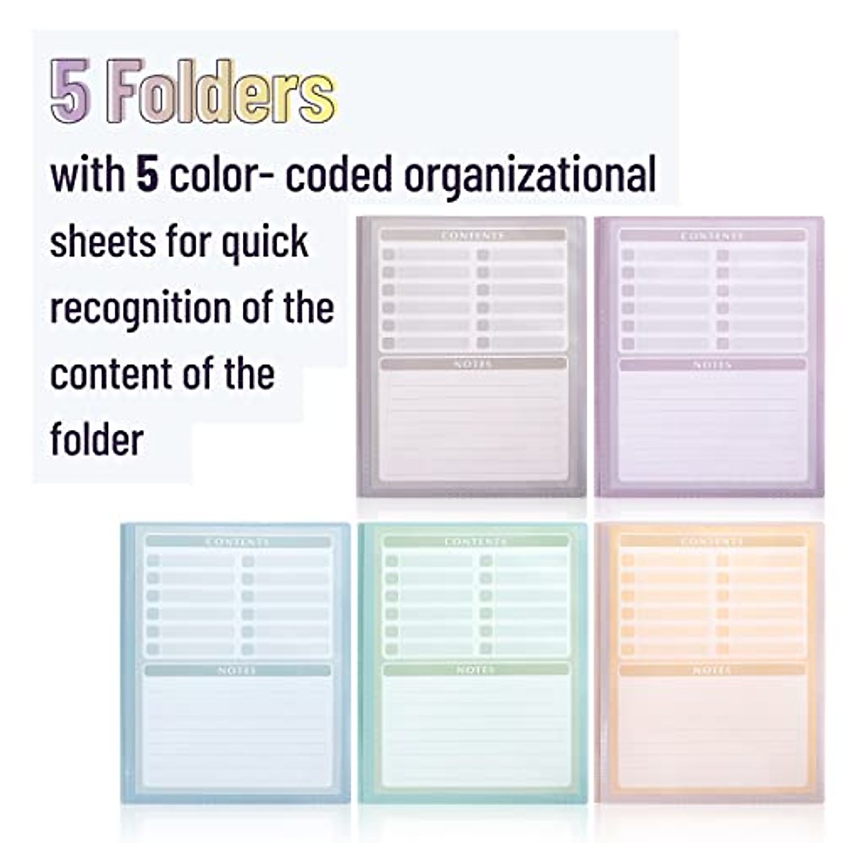 Mr. Pen- Plastic Folders with Clear Front Pocket, 5 pcs, Pastel Colors, Pocket Folders, Plastic Folders for Documents, Plastic Folders with Pockets, File Folders with Fasteners, Folder with Pockets