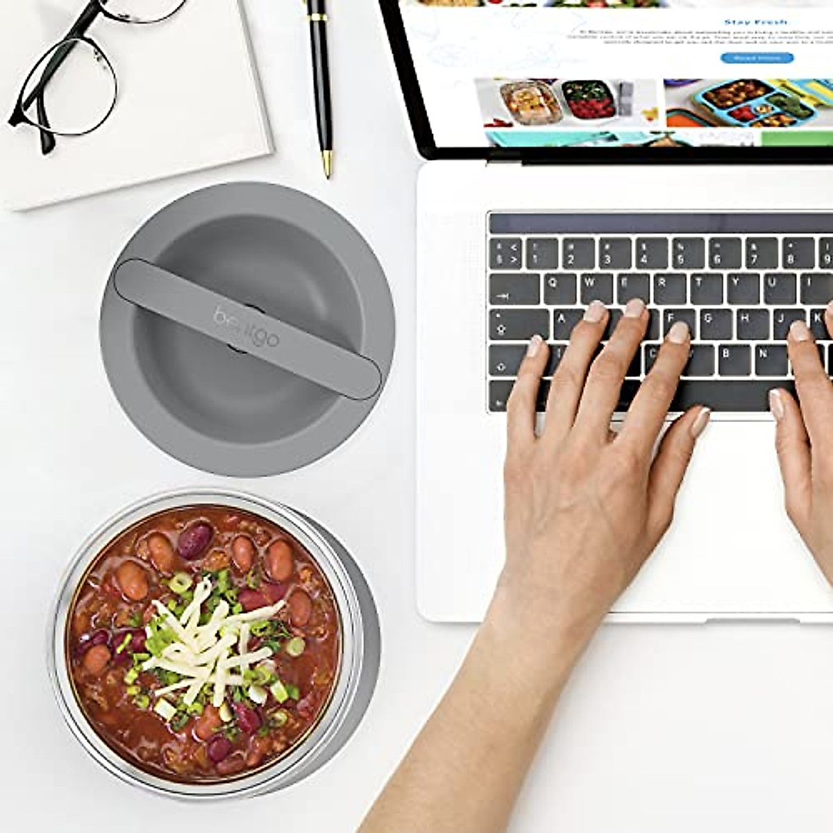 Bentgo® Stainless Insulated Food Container - Triple Layer Insulation, Leak-Proof Lid, Wide Mouth Design - Sustainable 2.4 Cup Capacity, Food-Grade Materials, Ideal for Cool or Warm Food (Stainless Steel Silver)