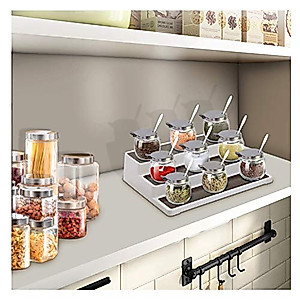 3pcs/pack Non Skid 3 Tier Lazy Susan White Grey Silicon Surface Spice Racks Kitchen Can Shelf Home Countertop Organizer Bathroom Storage Pantry Cabinet, 14.4"/36.5cm (W) X 9.5"/24cm(D) X 3.3"/8.5cm(H)