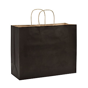 Prime Line Packaging 16x6x12 50 Pack Black Gift Bags with Handles, Large Paper Bags, Bulk for Small Business, Boutique, Shopping, Gift Wrap, Favors