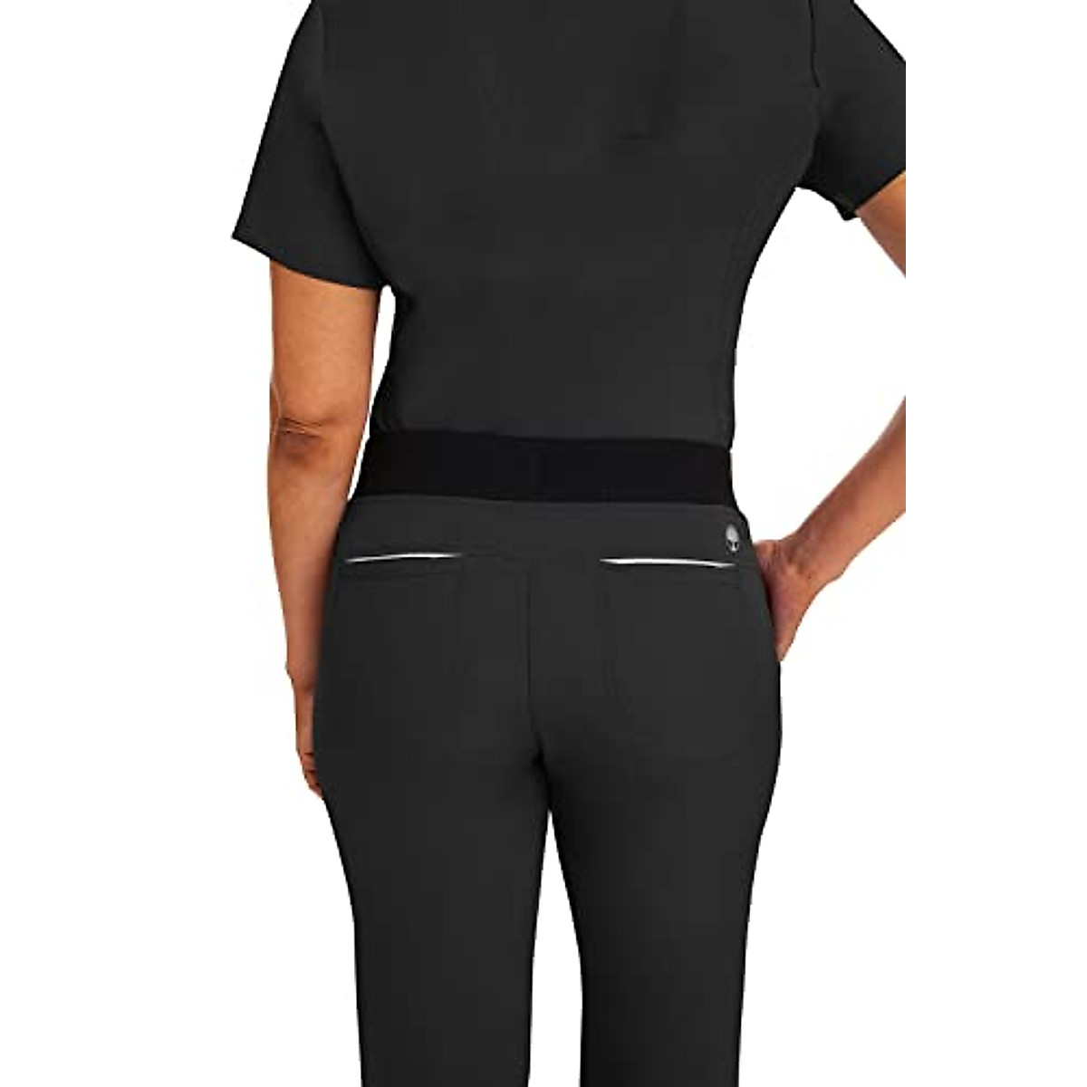 Healing Hands Womens Scrubs Pants 6 Pocket HH360 9151 Nisha Waistband Drawstring Premium Scrub Pant Athletic Design Black L