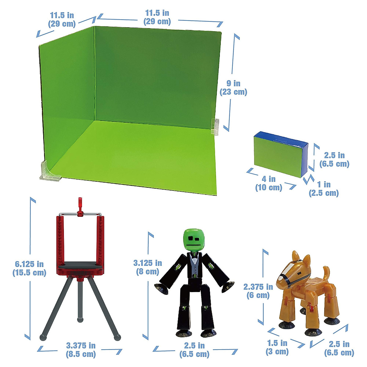 StikBot Zanimation Studio with Pet - Includes 2, 1 Horse, 1 Phone Stand and 1 Reversible Backdrop - in Eco-Friendly Packaging