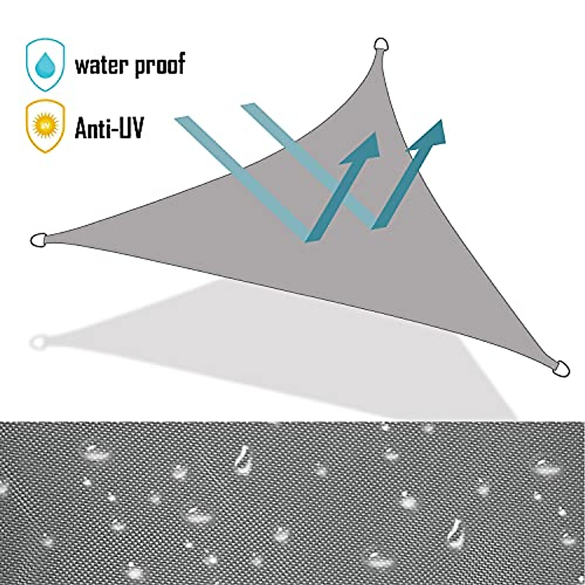 Sutekus Sun Shade Sail Canopy Waterproof Triangle Canopy UV Block Awning for Patio Outdoor Backyard Garden 9.8' x 9.8' x 9.8' (Grey)
