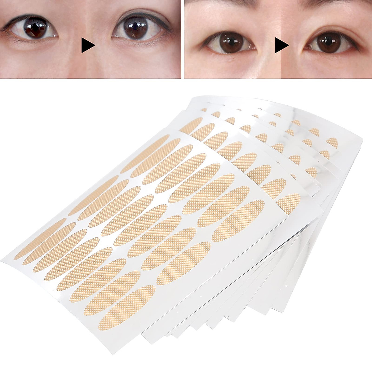 ZJchao Eyelid Tape, 240 Pairs Double Tapes Stickers Strip Sticker with Fork Rod Eyelids Big Eye Makeup Tool for Saggy Hooded Droopy Uneven Mono-Eyelids