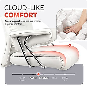 neo chair Office Chair Computer Desk Chair Gaming - Ergonomic High Back Cushion Lumbar Support with Wheels Comfortable White Upholstered Leather Racing Seat Adjustable Swivel Rolling Home Executive