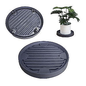 2Pack Plant Caddy with Wheel, 360°Plant Pallet Caddy with 4 Invisible Wheels, Heavy Duty Plant Trolley with Casters Outdoor Planter Stand Load Capacity 180 lbs, 12Inch (Grey)