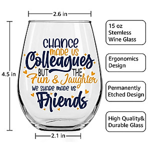 DYJYBMY Chance Made Us Colleagues Wine Glass, Coworker Gifts for Women Coworkers, Leaving Gifts, Friendship Gifts, Birthday Retirement Gifts, Christmas Gifts for Coworkers