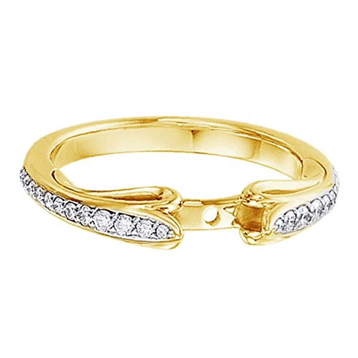 AFFY White Natural Diamond Engagement Wedding Band Ring In 14K Yellow Gold (0.16 Cttw),Ring Size-13