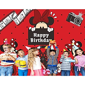 Red Mini Mouse Birthday Party Decorations, Minnie Themed Party Supplies Set for Girls with Balloons Garland kit, Mini Mouse Photography Backdrop 7x5, Mini Mouse Foil Balloon