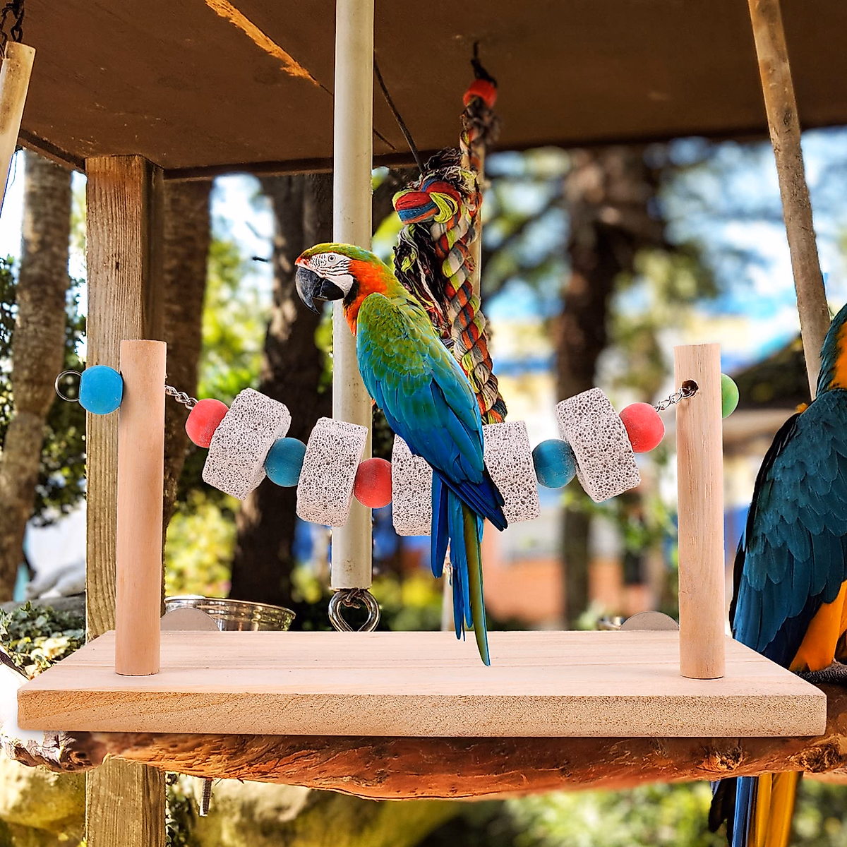 Ipetboom Chew Toys Chinchilla Toys Tabletop Parrot Stand Cage Parrot Toy Parrot Accessories Parrot Perch Stands Bird Toy Cage Bird Perch Bird Training Perch Parrot Swing Toy Cage Bird Stand