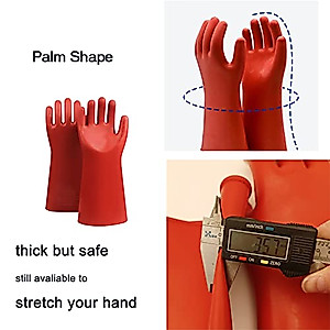 gotosee 12KV Electrical Insulated Lineman Rubber Gloves Electrician High Voltage Hand Shape Waterproof Safety Protective Work Gloves Insulating for Man Woman