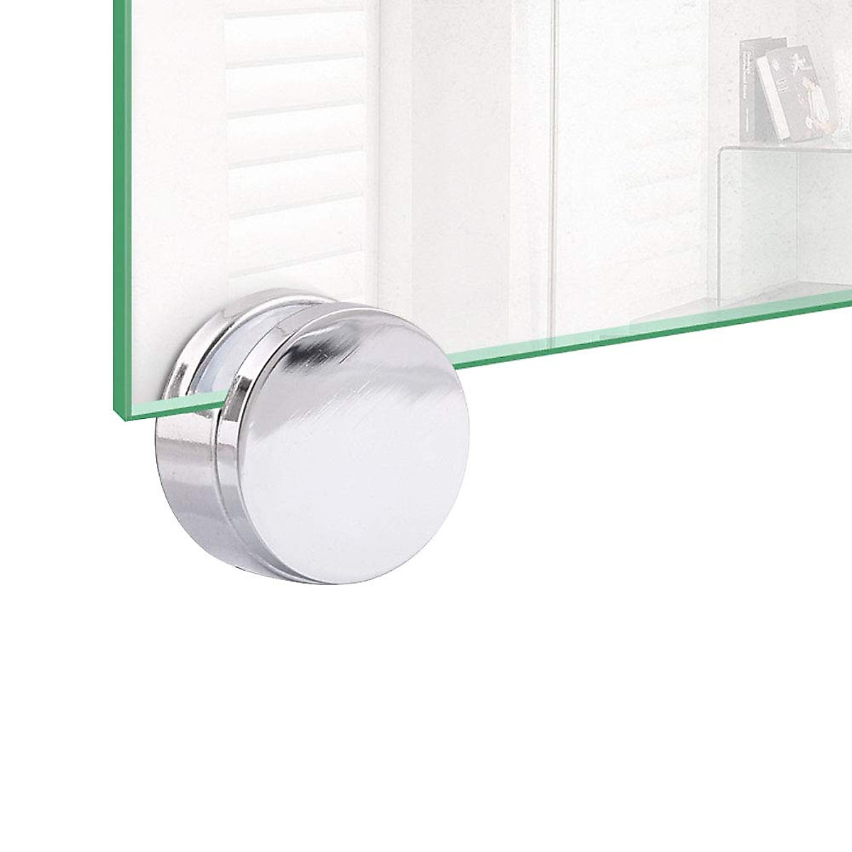 Wide Mirror Clip Set,Glass Shelf Bracket 4PCS, Polished Chrome