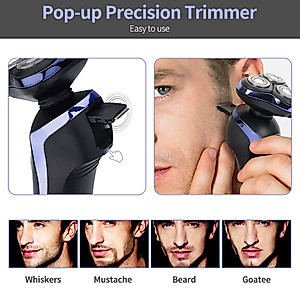 Electric Razor for Men, 4 in 1 Rotary Men Shaver Beard Trimmer, Electric Shaver Waterproof USB Fast Charging, Cordless Beard, Nose, Hair Trimmer, Men Electric Razor Best Gift for Dad, Boyfriend