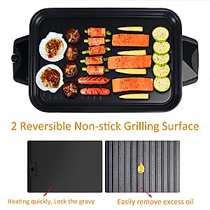 ZXMOTO Electric Smokeless Grill, 3 in 1 Korean BBQ Grill Raclette Table Grill,1600W Non-Stick Temperature Control Grill Removable Table Griddle for 7-8 Person