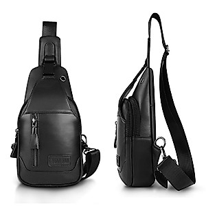 Leather Sling Bag Purse Chest Shoulder Backpack,Crossbody Bags for Men Outdoors