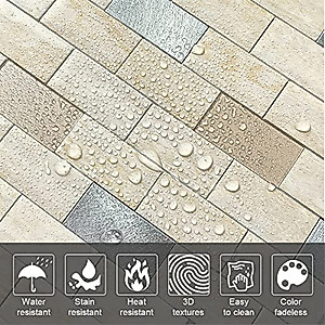 VAOVI Peel and Stick Tile Backsplash Kitchen,Stick on Backsplash Self Adhesive Wall Tiles Bathroom Shower Tiles Waterproof(10Tiles,Beige)