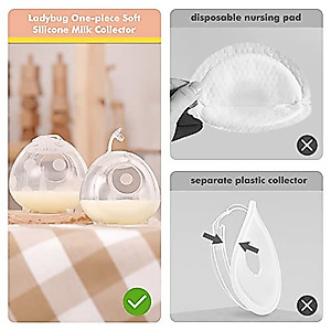haakaa Ladybug Breast Milk Collector 1.4oz/40ml/1pc - Wearable Nursing Cup Resuable Breast Shell Breast Milk Catcher Silicone Portable Letdown Catcher for Breastfeeding Moms, Protect Sore Nipples
