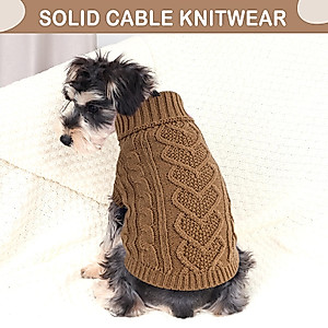 Small Dog Sweaters Dog Sweaters for Small Dogs Winter Dog Clothes for Chihuahua Warm Puppy Sweaters Cute Pet Clothes Turtleneck Doggie Outfit Thanksgiving Dog Sweater Girl Male (Khaki, S)