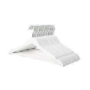 Amazon Basics Wood Suit Clothes Hangers - White, 20-Pack