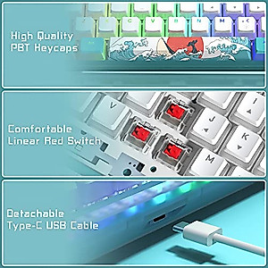 Womier 60% Percent Keyboard, WK61 Mechanical RGB Wired Gaming Keyboard, Hot-Swappable Keyboard with PBT Keycaps for Windows PC Gamers - Linear Red Switch