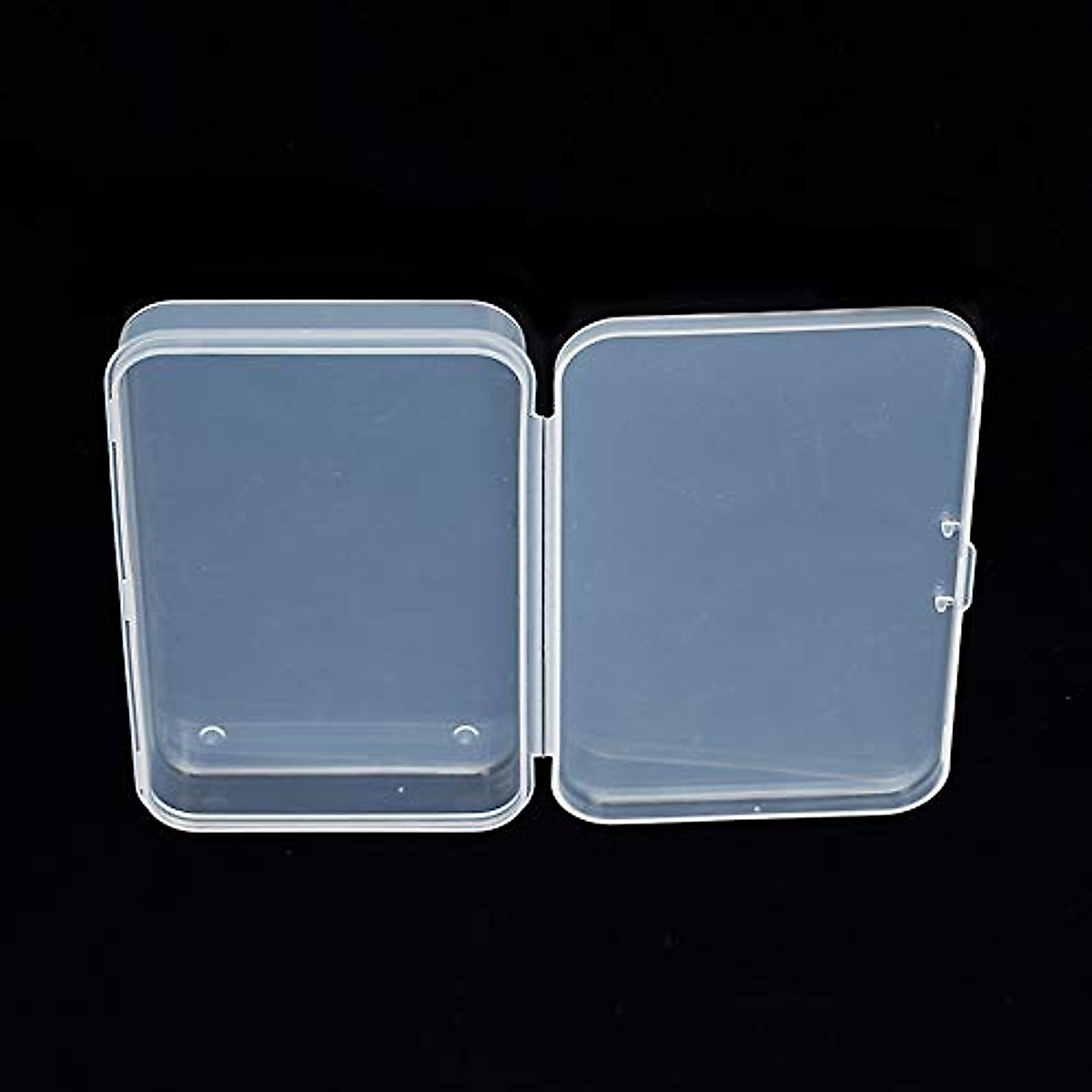 AKOAK Clear Polypropylene Rectangle Mini Storage Containers Box with Hinged Lid for Card,Accessories,Crafts,Learning Supplies,Screws,Drills,Battery,4.8" x 2.9" x 0.67",Pack of 4