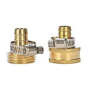 Sanpaint Brass Garden Hose Connector Repair Mender Kit with Stainless Clamp,Fits 1/2" Water Hose Fitting (1/2" Barb x 3/4" GHT)