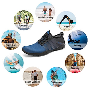 Racqua Mens Water Shoes Lightweight Barefoot Quick Dry Aqua Shoes Gradient Sports Shoes Beach Swim Surf Shoes Navy/Black 12 Women/11 Men