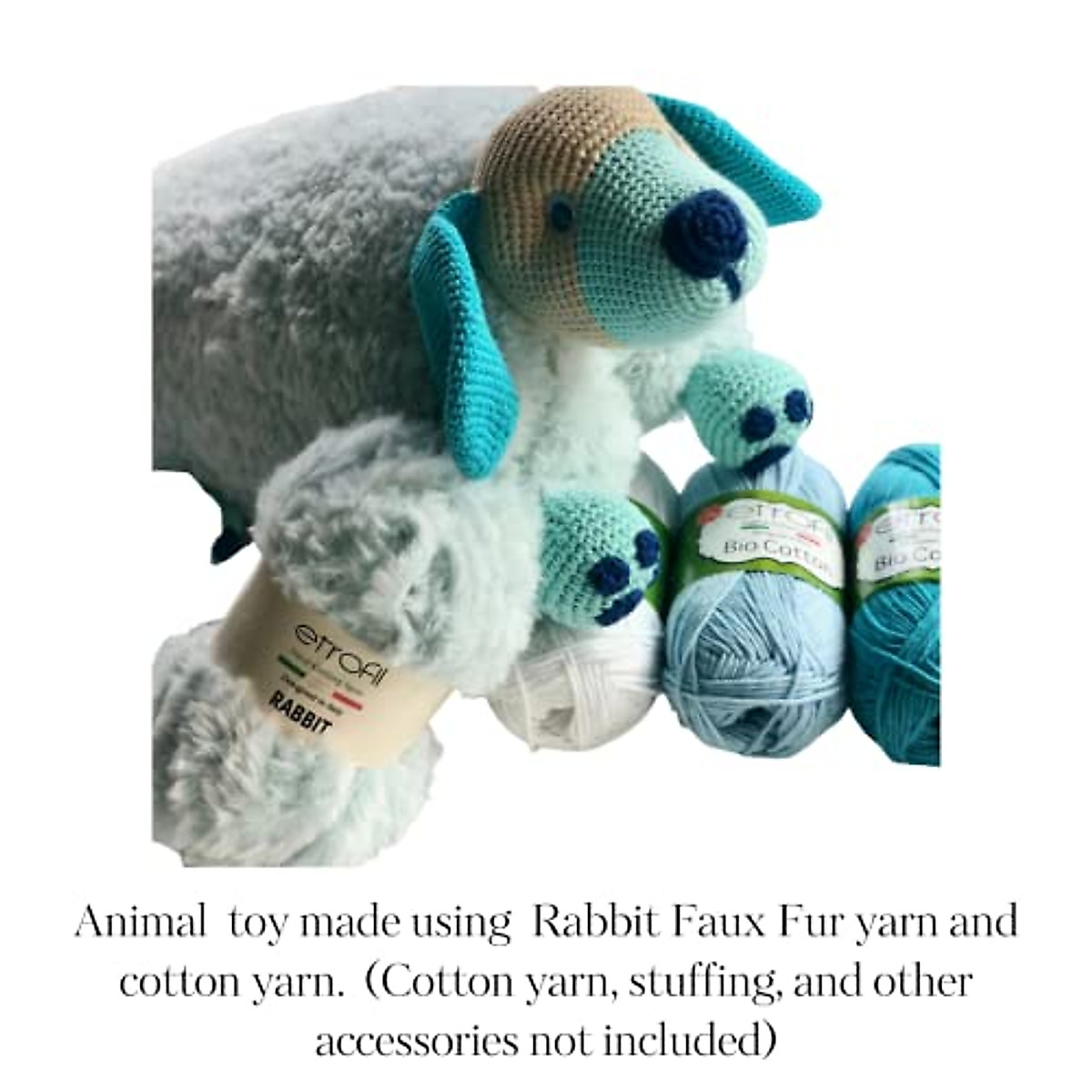 2PK Rabbit Faux Fur Yarn, Chunky Fluffy for Knit and Crochet, Perfect for Toys, 200g, 130m (Brown/White)