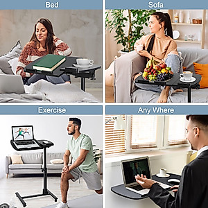 F2C Portable Adjustable Height 360° Swivel Laptop Desk PC Computer Mobile Notebook Laptop Stand Rolling Table Desk Cart Tiltable with Wheels Casters& Mouse Pad Table (360° Swivel Rolling-Black)