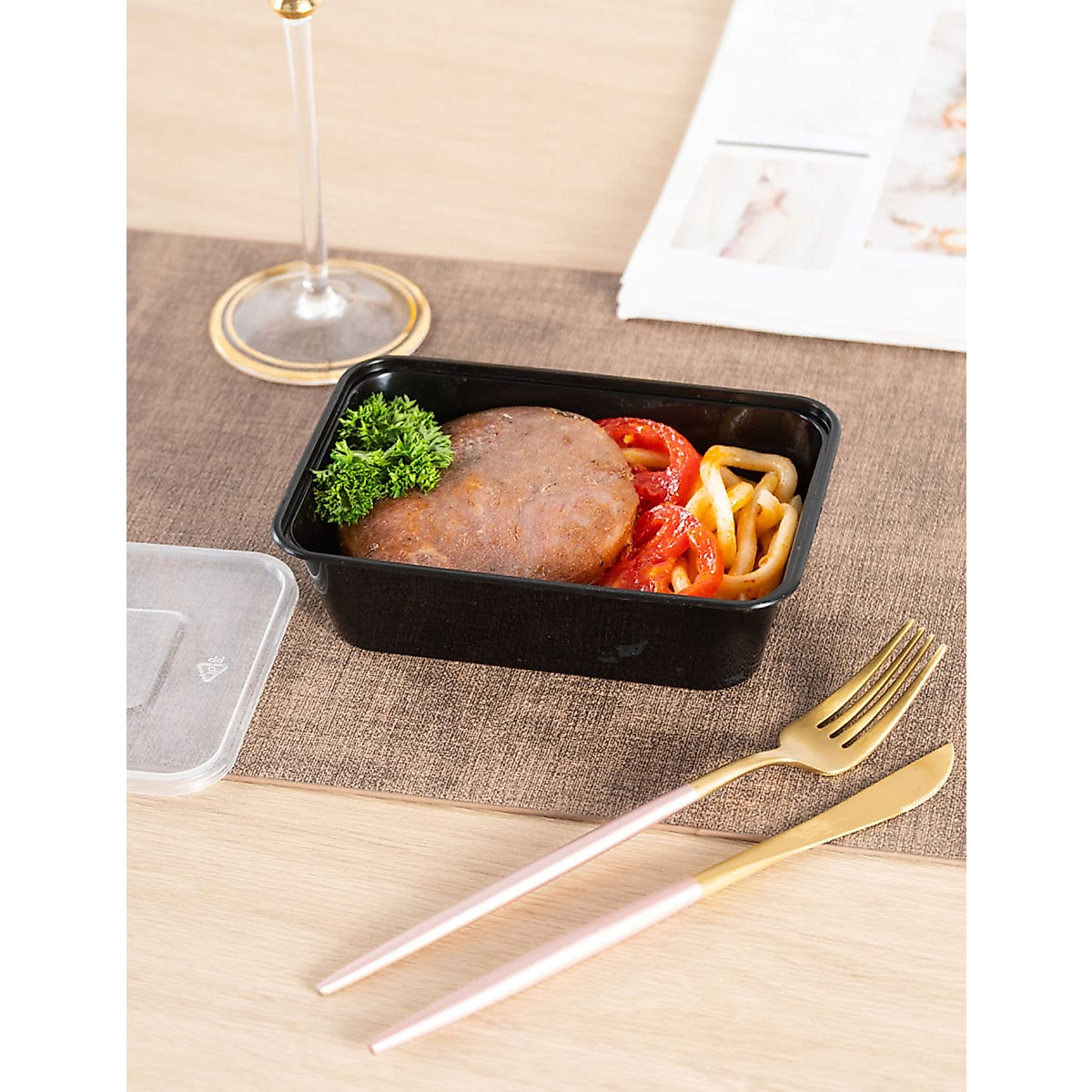 Hemind Meal Prep Container 24 oz[50 Pack ] Disposable Food Containers with Lids to go Containers for Food, Freezer & Microwave Safe BPA Free