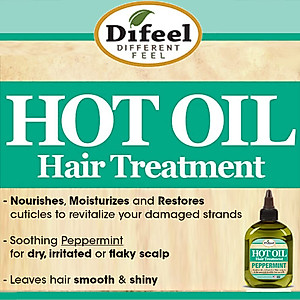 Difeel Peppermint Hot Oil Treatment for Dry, Irritated or Flaky Scalp - 7.1 oz Hair Treatment