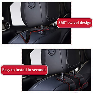 Frienda 4 Pieces Car Seat Hooks Leather Car Seat Hooks Black Car Seat Headrest Hooks Hanger Holder Hook Vehicle Hook Auto Car Seat Back Organizers Accessory for Coats Umbrellas Grocery Bags Handbag