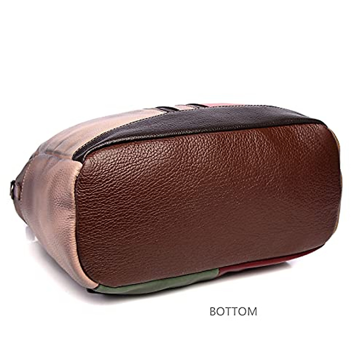 Segater Multicoloured Backpack Fashion Genuine Leather 2 Ways Convertible Shoulder Bag Vintage Patchwork Handbag Travel Satchel Rucksack