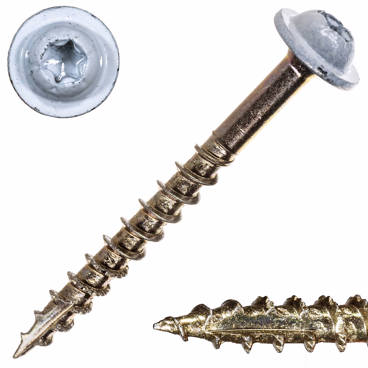 #9 x 1-3/4" Saberdrive White Cabinet Screws 1 LB, Approx. 123 Pieces, Durable Wood Screws, Serrated Thread for Secure Fastening, Avoid Cam Out