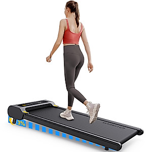 UREVO Walking Pad with Incline, Incline Under Desk Treadmill for Home/Office, 2.25 Horsepower Inclined Treadmills with Remote Control, LED Display, 265lbs Weight Capacity