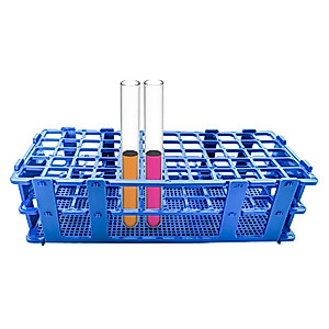 krngcwc 3 Packs Plastic Test Tube Rack, 60 Holes Lab Test Tube Rack Holder for 16mm Test Tubes, Blue, Detachable (60holes)
