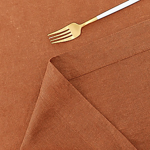 L Linen World Linen Tablecloth 60x90Inch,100% Pure Linen Rustic Tablecloth Rectangular Tablecover,Wedding,Dining,Natural European Flax,Decorative Valentine's Day,Spring,Easter(Rust)