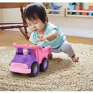 Green Toys Disney Baby Exclusive Minnie Mouse Dump Truck - Pretend Play, Motor Skills, Kids Toy Vehicle. No BPA, phthalates, PVC. Dishwasher Safe, Recycled Plastic, Made in USA.