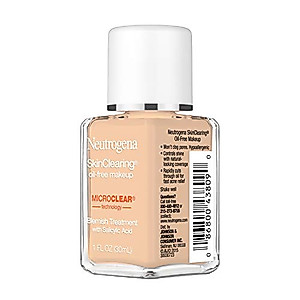 Neutrogena SkinClearing Oil-Free Acne and Blemish Fighting Liquid Foundation with Salicylic Acid Acne Medicine, Shine Controlling, for Acne Prone Skin, 105 Caramel, 1 fl. oz