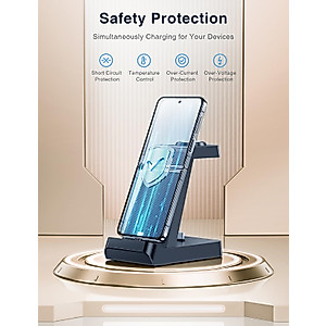 Charging Station for Samsung and Android Devices 3-in-1 Charging Stand for Galaxy S23 S22 S21 Z Flod Flid Wireless Charger for Galaxy Watch