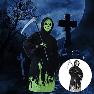 Lulu Home Halloween Kids Costume, Glow in The Dark Halloween Scary Kids Costume Boys Kids Costume