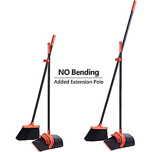 Broom and Dustpan, Broom and Dustpan Set for Home, Dustpan with 52" Long Handle Broom Combo Set, Standing Dustpan and Broom Set for Home Kitchen Room Office Lobby Floor Cleaning