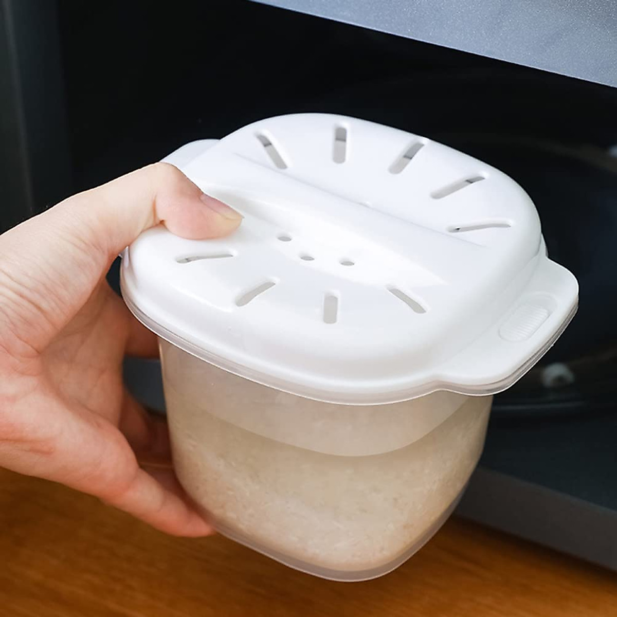 Microwave Rice Cooker Food Container: 2pcs Pasta Cooker Maker Oven Rice Cooker Steamer Microwave Cookware for Rice Chicken Pasta