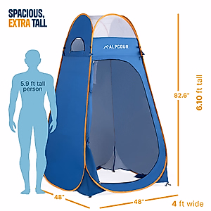 Alpcour Portable Pop Up Tent – Privacy Tent for Portable Toilet, Shower and Changing Room for Camping and Outdoors – Spacious, Extra Tall and Waterproof with Utility Accessories - Sturdy and Easy Fold