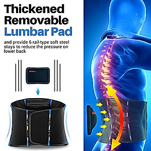 ONETWOFIT Lumbar Support Belt, Back Brace for Women Men, Back Support Belt with Lumbar Pad Black OT049801