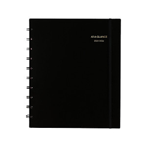 AT-A-GLANCE 2023-2024 Academic Planner, Weekly & Monthly, Quarter-Hourly Appointment Book, 9" x 11", Large, Monthly Tabs, Pocket, Flexible Cover, Move-A-Page, Black (70957E05)