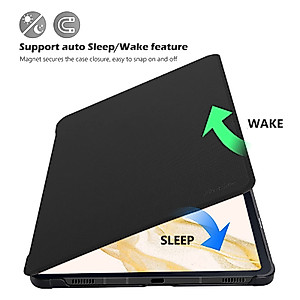 ProCase Case for Galaxy Tab S7 FE 5G 2021/S8 Plus 2022/S7 Plus 2020 12.4 inch with S Pen Holder, Smart Cover for 12.4" Samsung Galaxy Tablet (SM-X800 X806 T730 T736 T970 T975 T976 T978) -Black