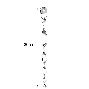 Hanging Anti Bird Rod 12Pcs Excellent Decorative Wind Spiral Reflective Hanging Bird Deterrent Rod Silver