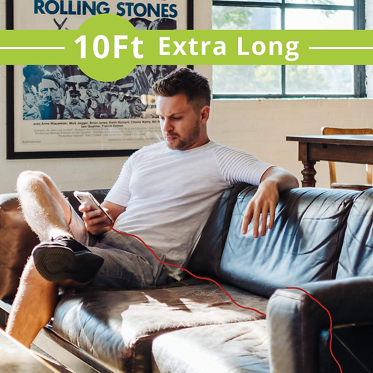 BrexLink USB C to Lightning Cable(10ft, MFi), Fast Charging Support Power Delivery, Nylon Braided Cable Compatible with Phone 12/12 Pro/11/11 Pro/11 Pro Max/XS Max/XS/XR/X/8/8 Plus,Red